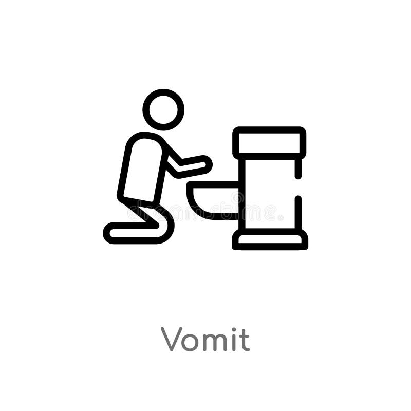 Outline Vomit Vector Icon. Isolated Black Simple Line Element ...