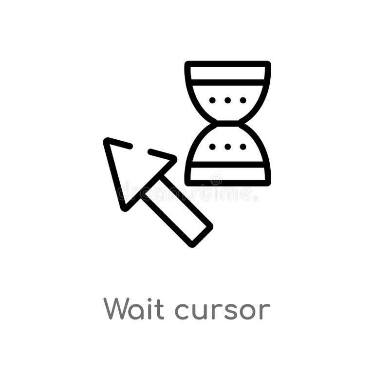 Outline Wait Cursor Vector Icon. Isolated Black Simple Line Element ...