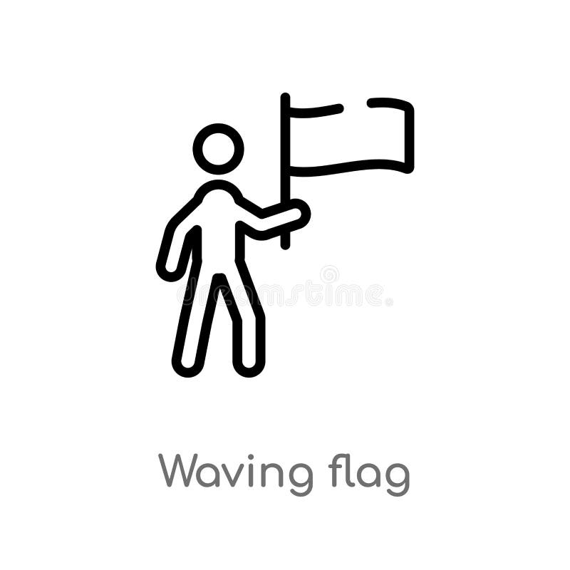 Outline Waving Flag Vector Icon. Isolated Black Simple Line Element ...