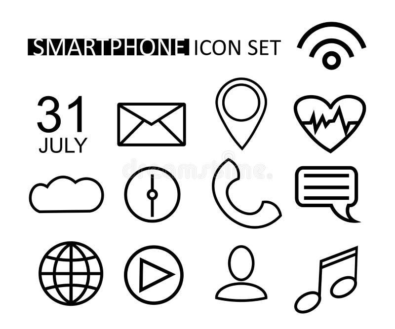 Smart Watch With Interface And App Icons Set. Concept Design . Vector ...