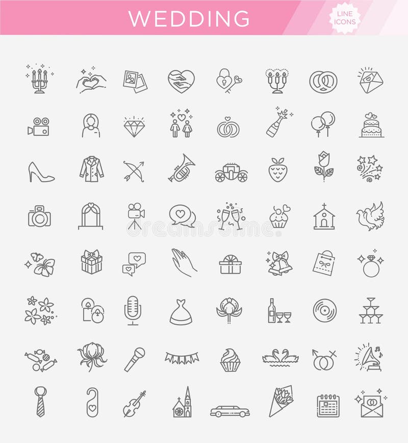Outline Web Icon Set Wedding Stock Vector - Illustration of candy ...