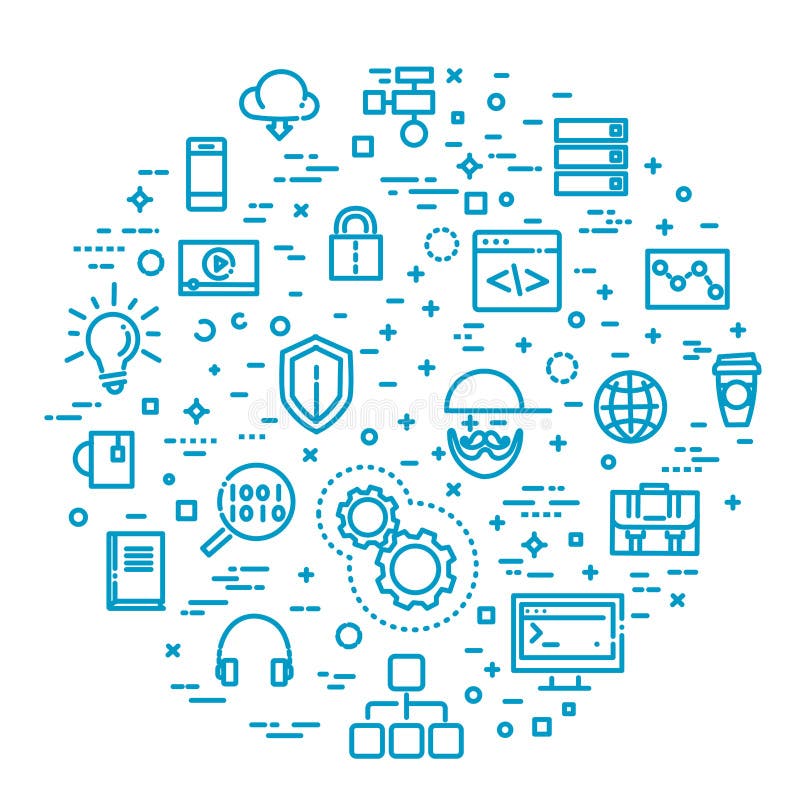 Outline Web Icons Set Search Engine Optimization Thin Line Web Icon Collection Stock Vector