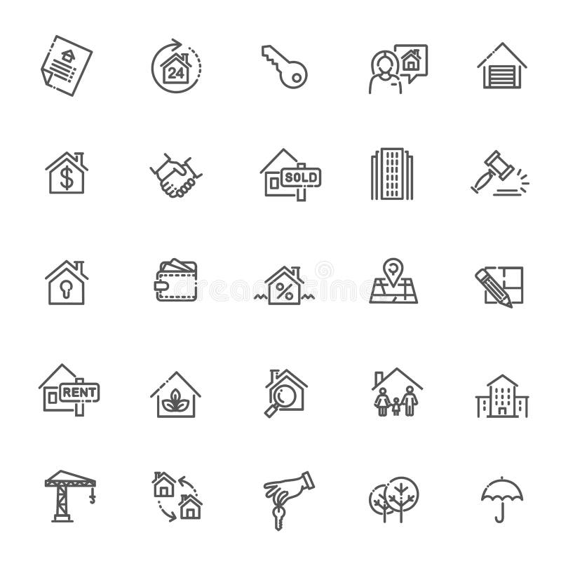 Outline Web Icons Set - Real Estate - Vector Stock Vector ...