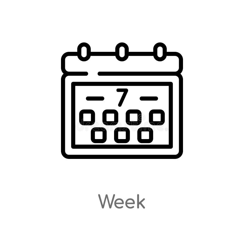 Outline Week Vector Icon. Isolated Black Simple Line Element ...