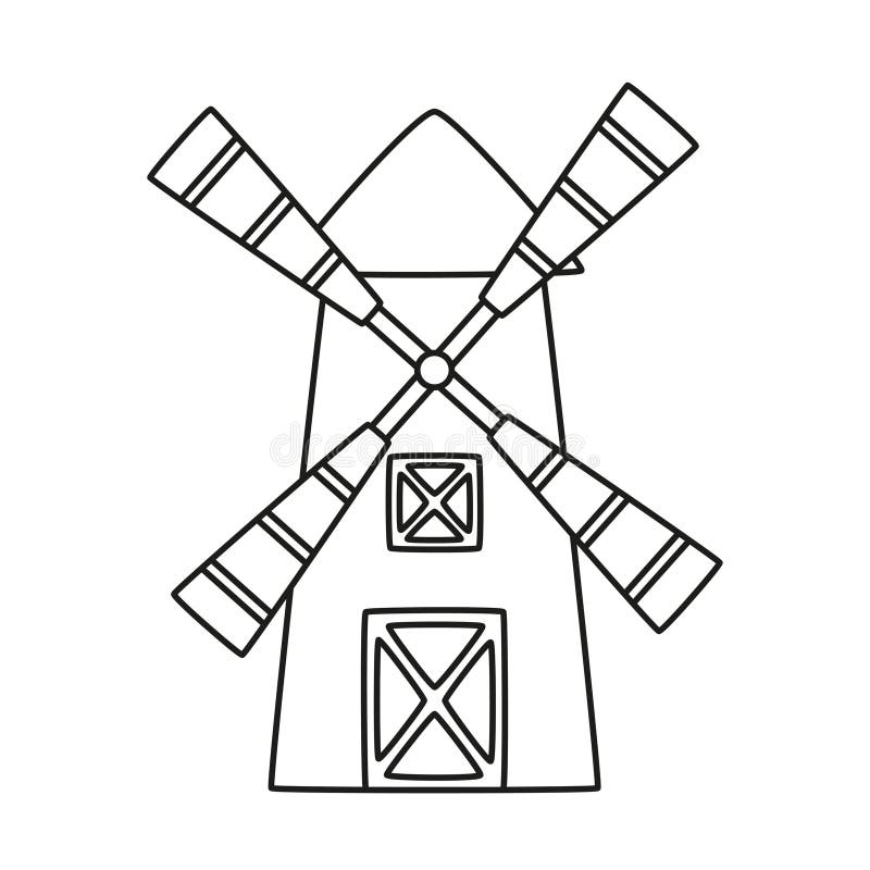 Outline windmill isolated stock vector. Illustration of isolated ...