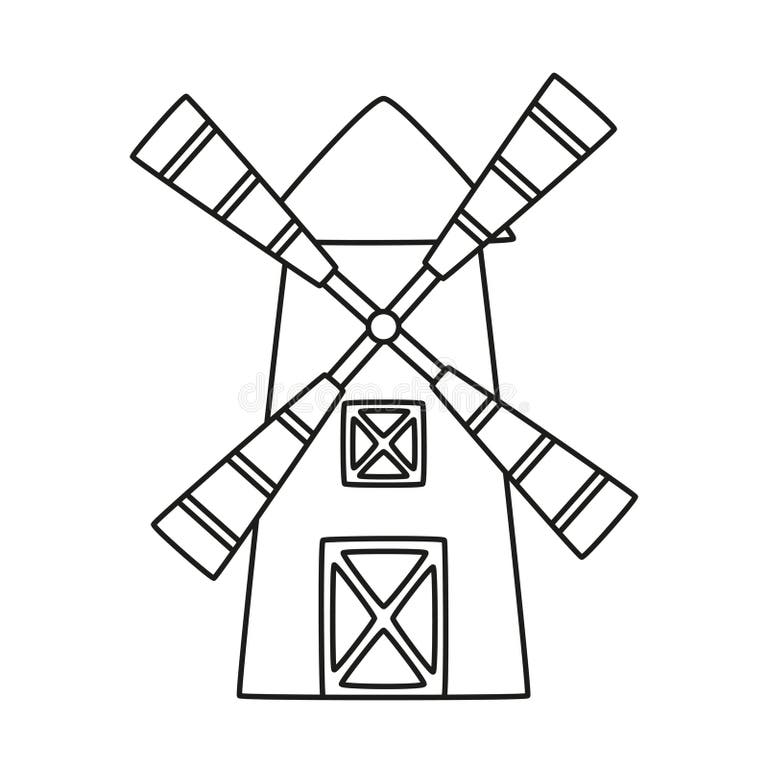 Outline windmill isolated stock vector. Illustration of isolated ...