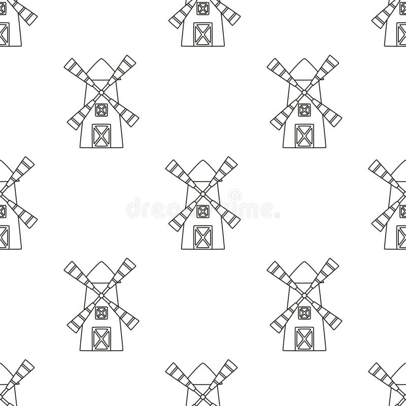 Outline Windmill Seamless Pattern Stock Vector - Illustration of ...