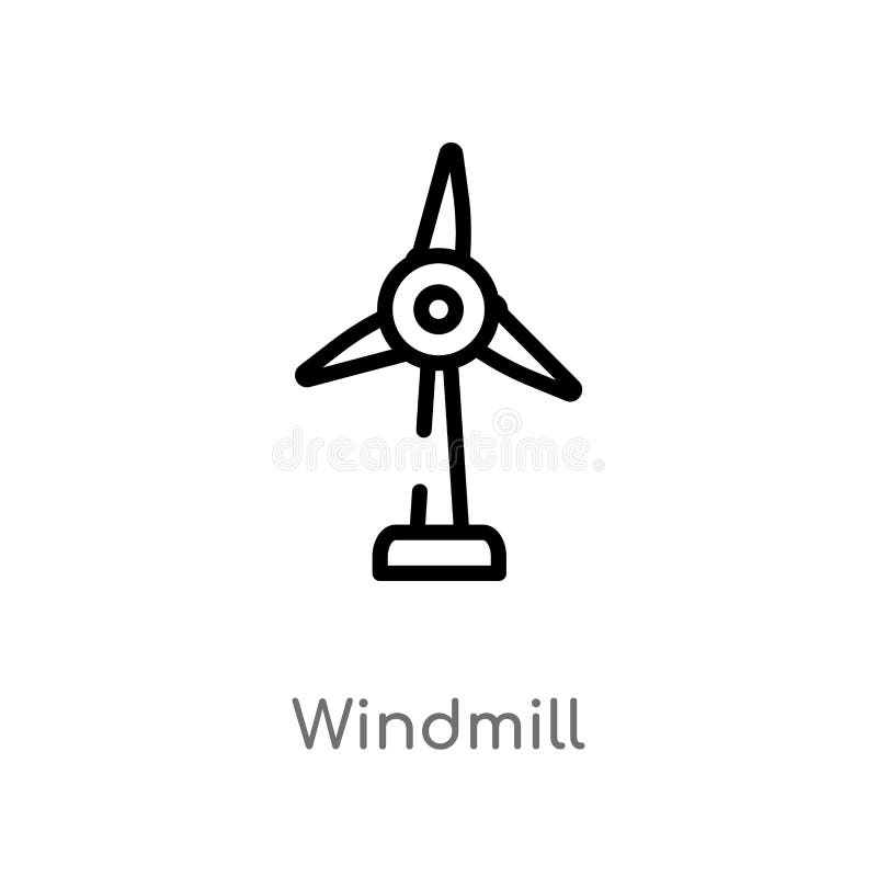 Outline Big Windmill Vector Icon. Isolated Black Simple Line Element ...
