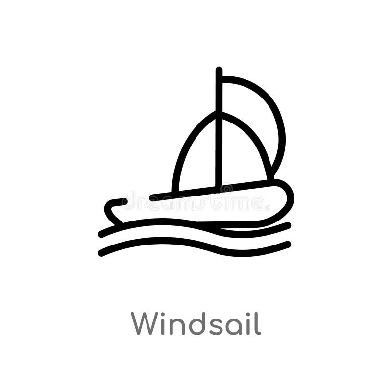 Outline Windsail Vector Icon. Isolated Black Simple Line Element ...