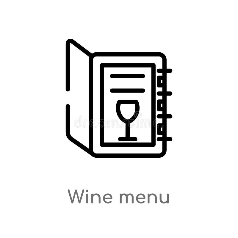 Outline Wine Menu Vector Icon. Isolated Black Simple Line Element ...
