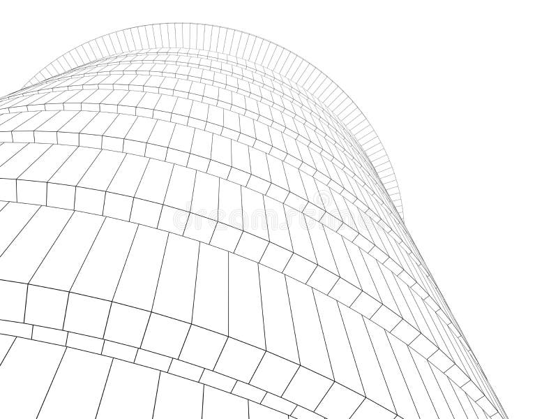 Outline Wire Frame Model of a Round Tower, Perspective View Stock ...