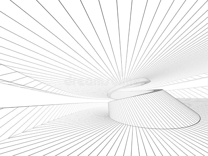 Outline Wire Frame Model of a Spiral Interior Isolated on White Stock ...