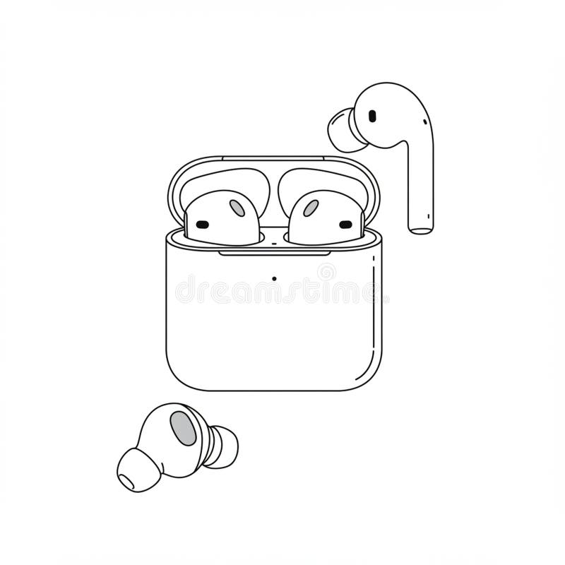 Outline of Wireless Earbuds and a Charging Case. the Case is ...