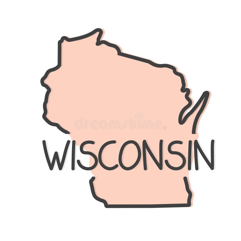 Outline of Wisconsin map stock vector. Illustration of province - 196869638