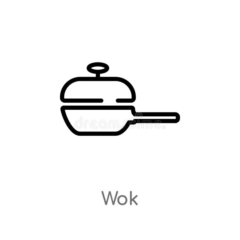 Wok Outline Vector Icon. Thin Line Black Wok Icon, Flat Vector Simple ...