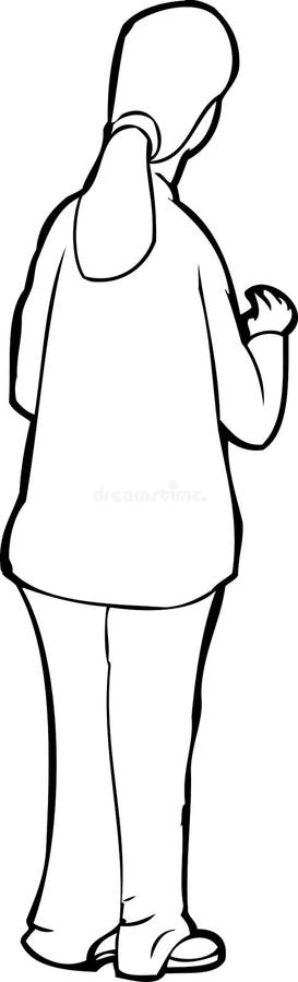 Outline of Woman Pointing stock illustration. Illustration of clip ...