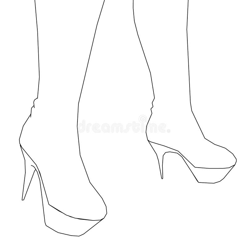 Outline of Women Legs in Boots with Heels. Vector Illustration Stock ...