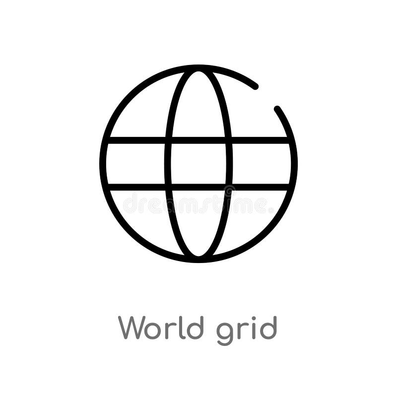 Outline World Grid Vector Icon. Isolated Black Simple Line Element ...
