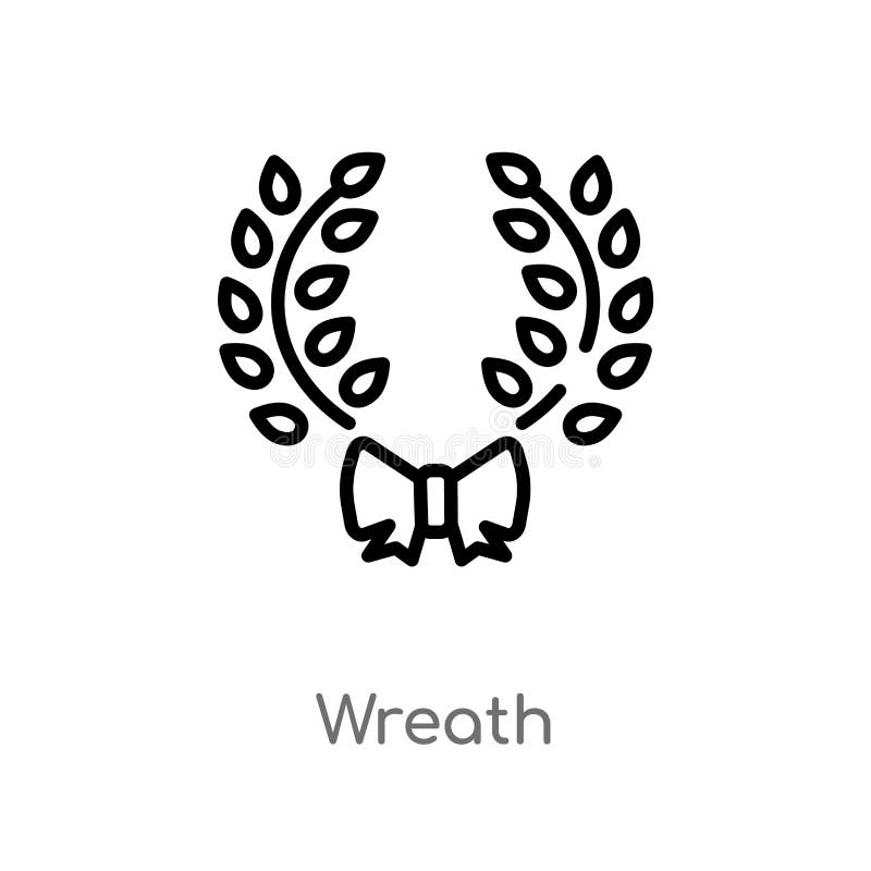 Outline Wreath Vector Icon. Isolated Black Simple Line Element ...