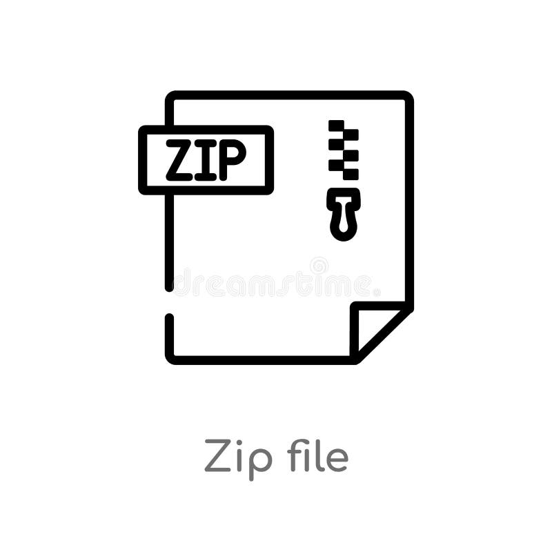 Outline Zip File Vector Icon. Isolated Black Simple Line Element ...