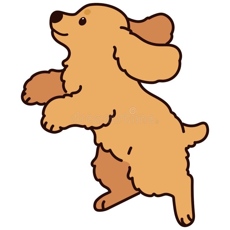 Outlined Adorable Simple English Cocker Spaniel Jumping in Side View ...