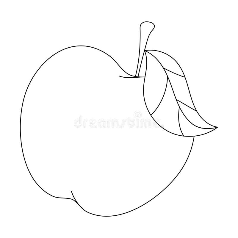Outlined Apple with Leaf and Stem Simple Style Vector Stock Vector ...