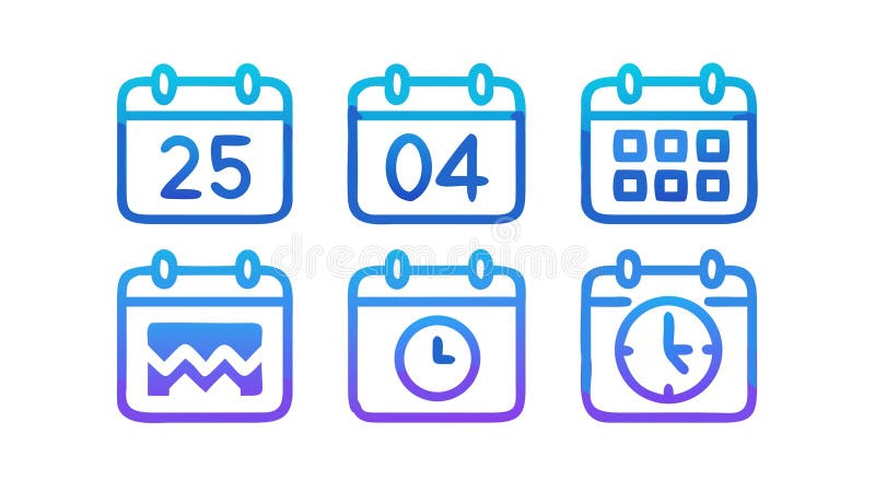 Outlined Calendar Time Icons for Planning and Scheduling, Vector Design ...