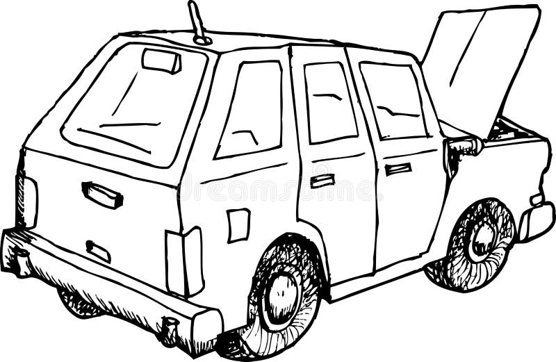 Car with open hood stock vector. Illustration of technology - 36401843