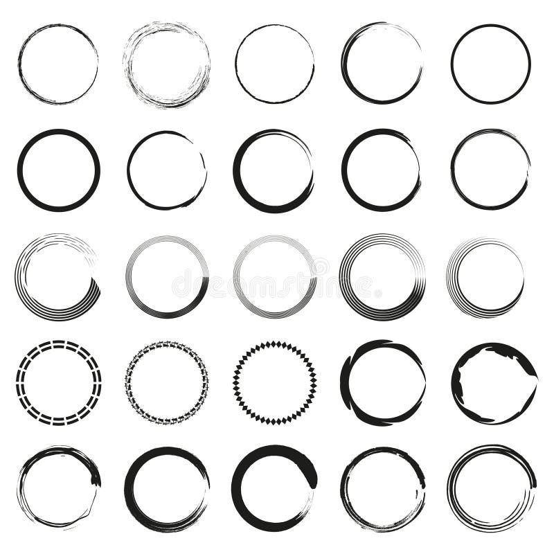 Outlined Circle Set. Monochrome Round Vector. Abstract Ring Shapes ...