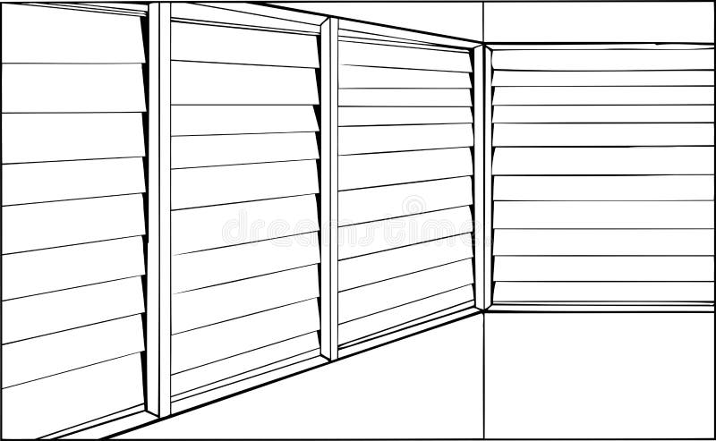 Room with Windows Outline stock illustration. Illustration of empty ...