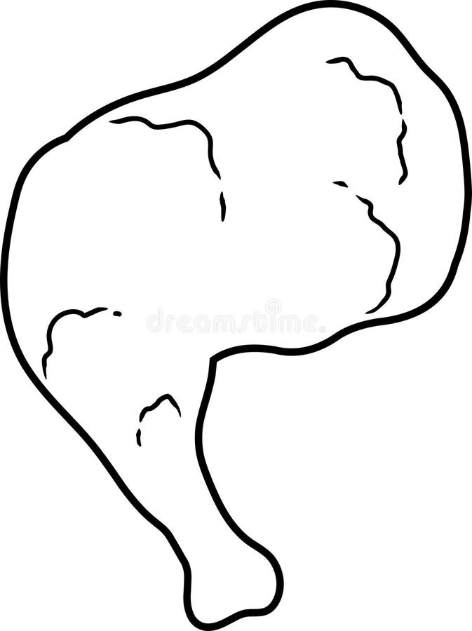 Outlined Crispy Fried Chicken Drumstick Stock Vector - Illustration of ...