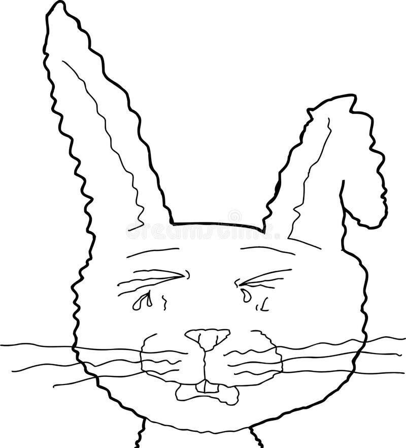 Outlined Crying Rabbit stock illustration. Illustration of animal ...