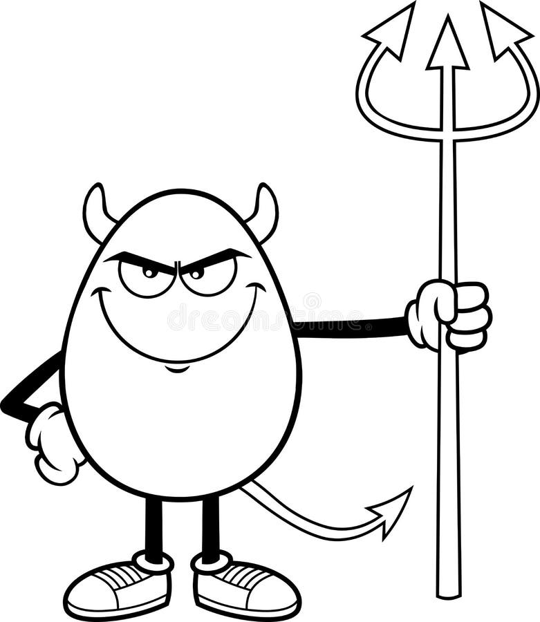 Outlined Deviled Egg Cartoon Character Pointing To a Blank Sign Stock ...