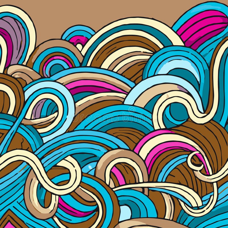 Outlined Doodles Random Colourful Waves Vector Background Stock Vector ...