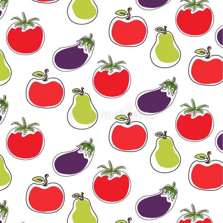 Outlined Fruits Pattern Set. Vector Stock Vector - Illustration of organic, vegetable: 378099239