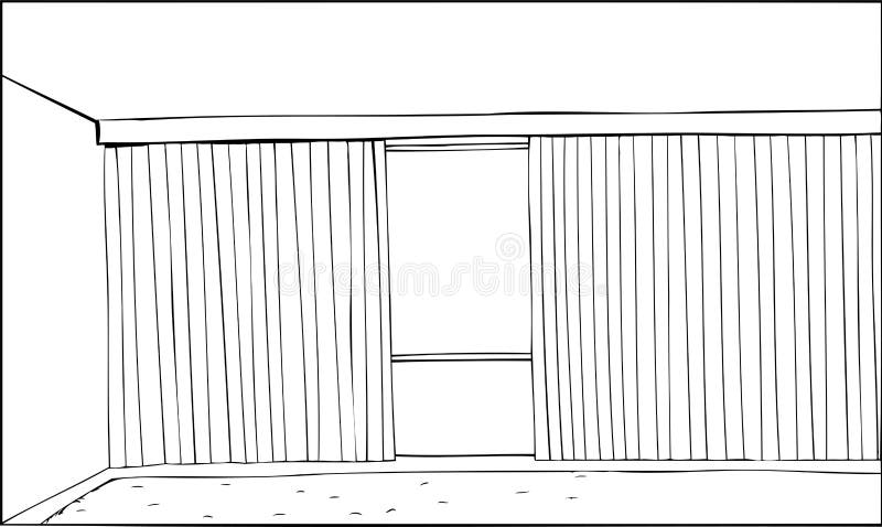 Outlined Half Open Blinds stock illustration. Illustration of interior ...