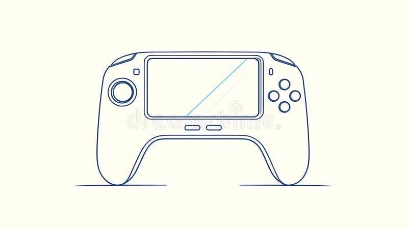 Outlined Handheld Game Console Illustration on Solid Background for ...
