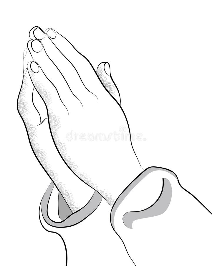 Outlined of Hands Praying To God. Sketch of Praying Hands, Praying for ...