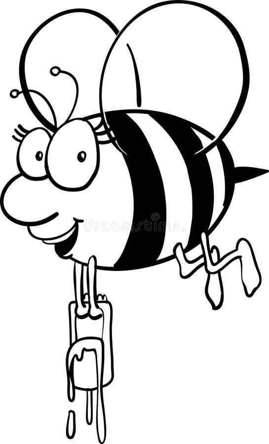 Outlined Happy Bee cartoon stock vector. Illustration of happy - 272217061