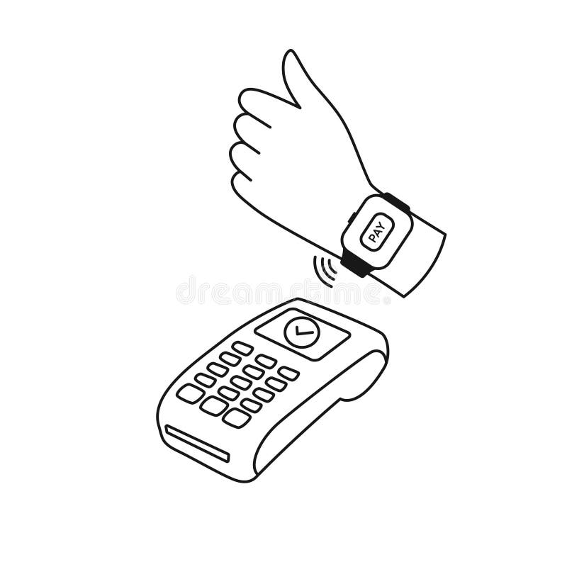 Outlined Human Hand is Making Payment Using a Contactless System on ...
