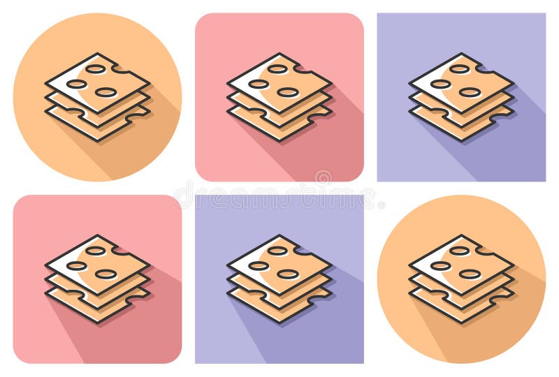 Outlined Icon of Cheese Cuts Stock Vector - Illustration of pictogram ...