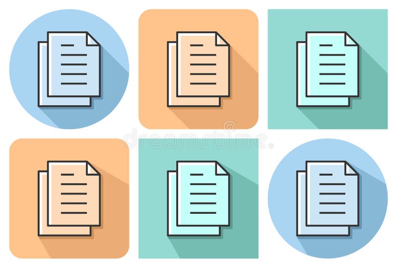 Outlined Icon of Documents Stack Stock Vector - Illustration of button ...