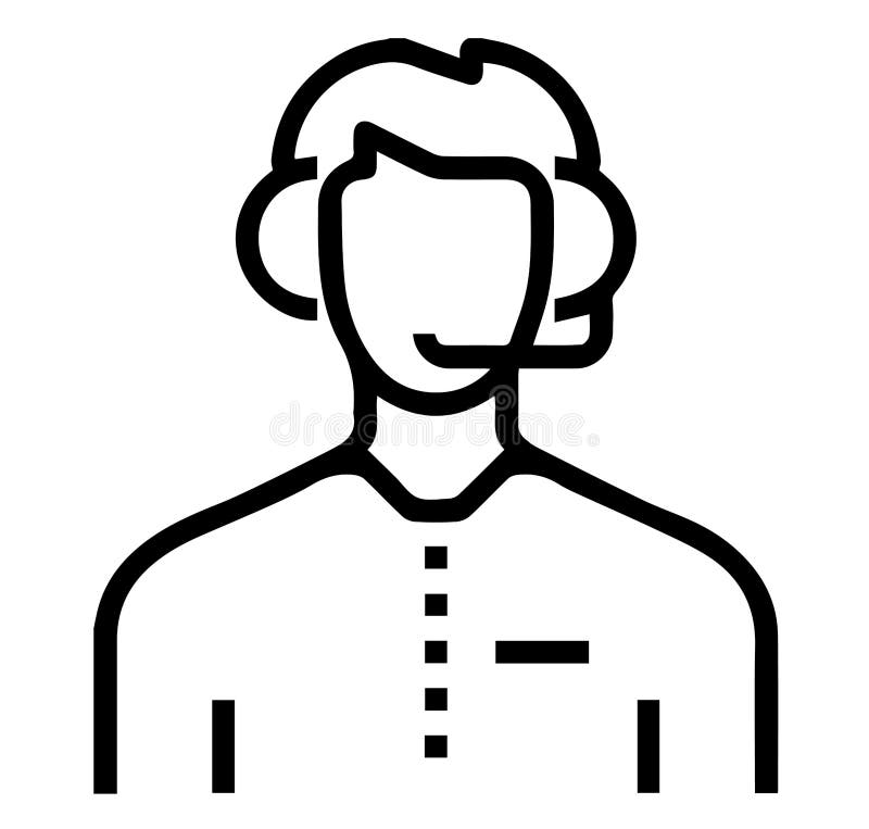 Outlined Icon: Support Agent Avatar Stock Vector - Illustration of male ...