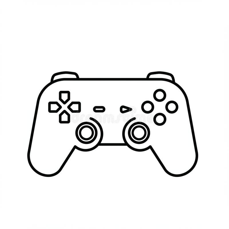 Outlined Illustration of a Game Controller Featuring Dual Joysticks, a ...