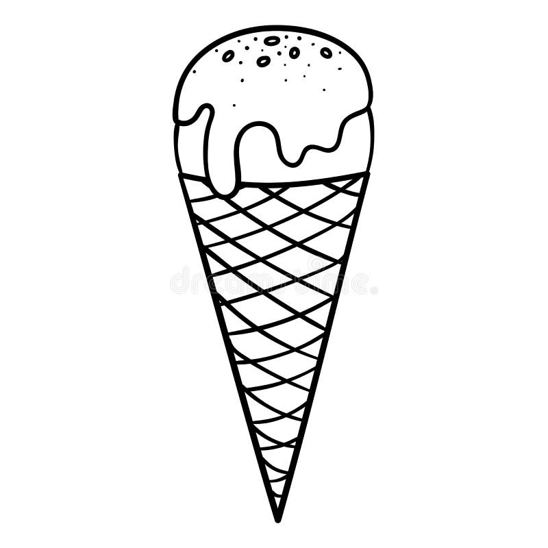 Outlined Illustration of an Ice Cream Corn Stock Vector - Illustration ...