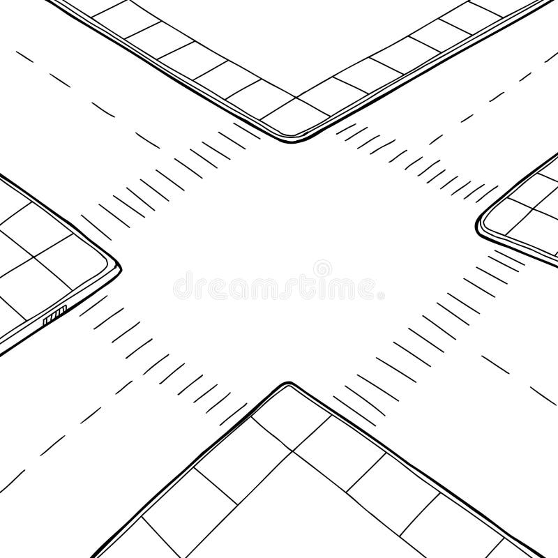 Outlined Intersection stock vector. Illustration of clip - 48292955