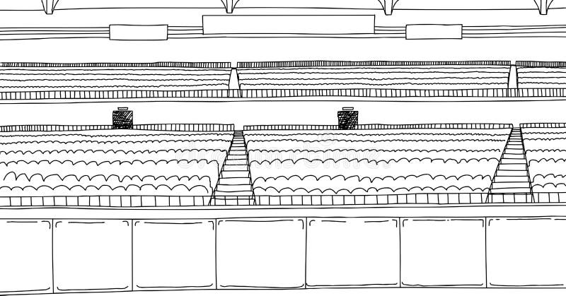 Outlined Large Empty Stadium with Scoreboard Stock Illustration ...