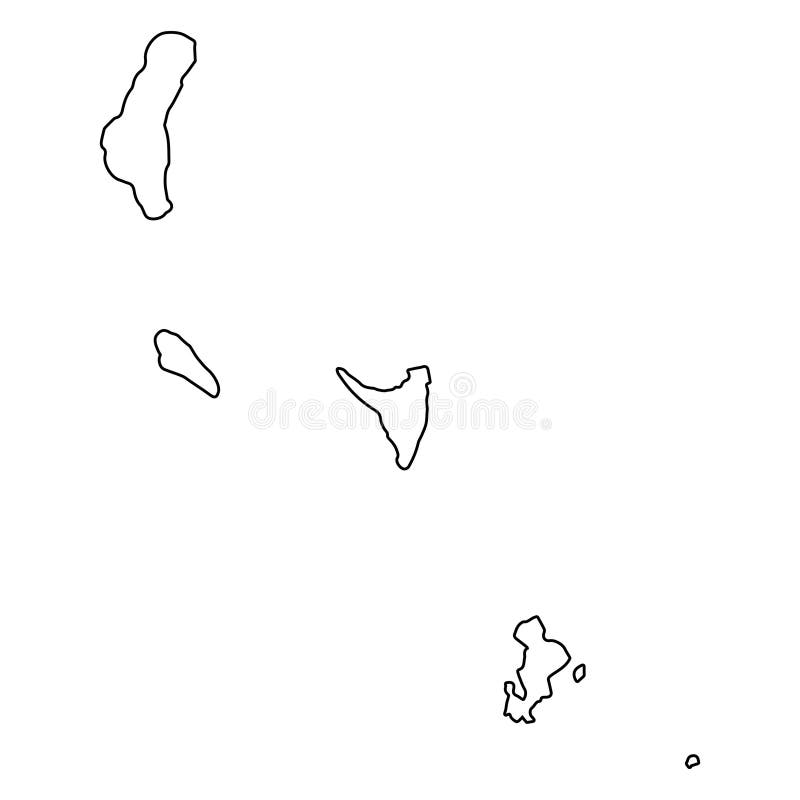 Outlined Map of Comoros Islands with Simple Black Contours Stock Vector ...