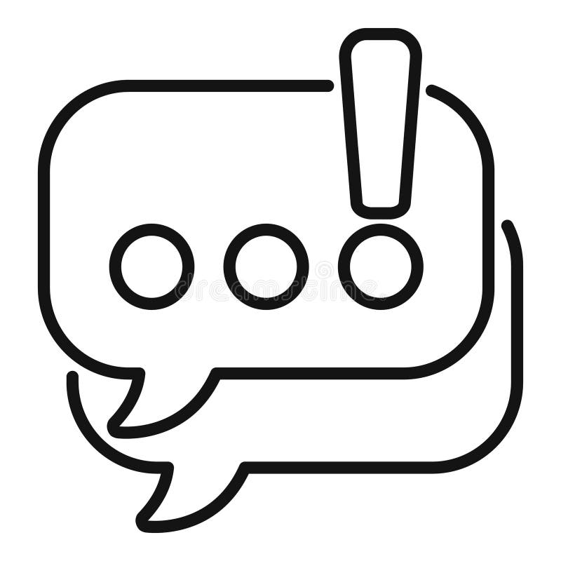 Exclamation Chat Bubble Line Icon Stock Illustration - Illustration of ...