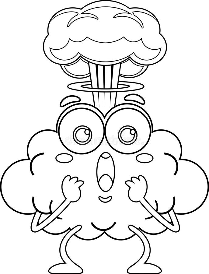 Outlined Mind Blown Brain Cartoon Character With Exploding Stock Vector Illustration Of Clever
